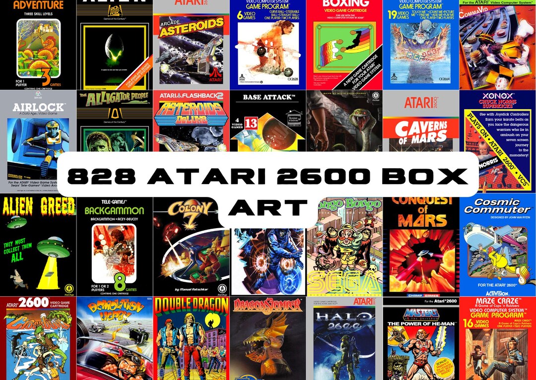 828 Digital Atari 2600 Box Art, PNG Bundle, Cool, Nostalgic, Digital ...