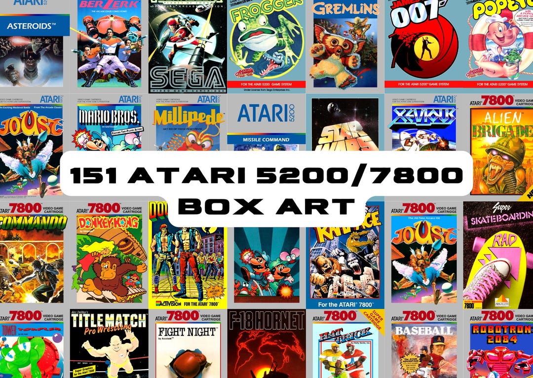 151 Digital Atari 5200/7800 Box Art, PNG Bundle, Cool, Nostalgic, Digital Graphic Clipart ...