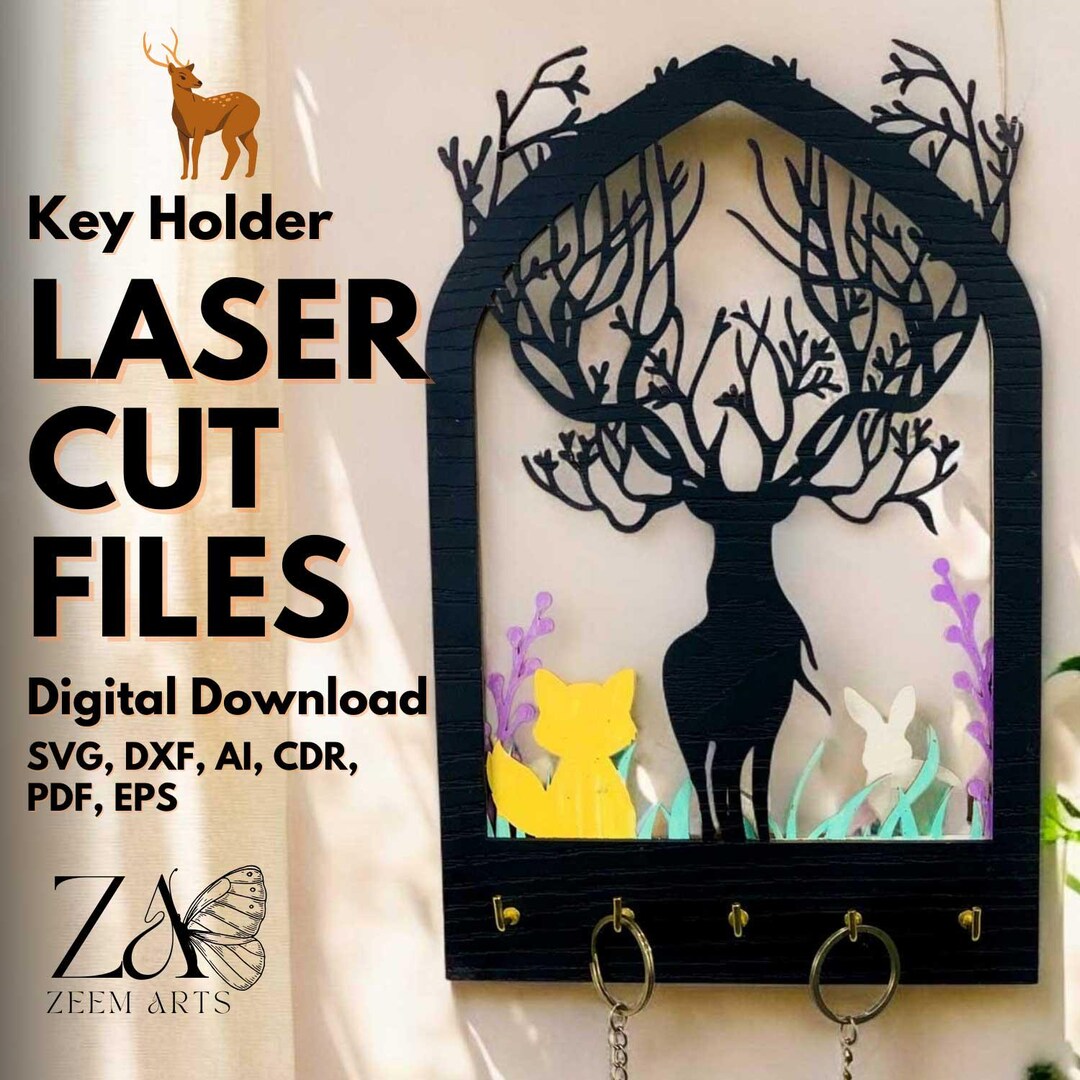 Majestic Deer Key Holder Laser Cut Files: SVG, CNC, Glowforge (digital ...