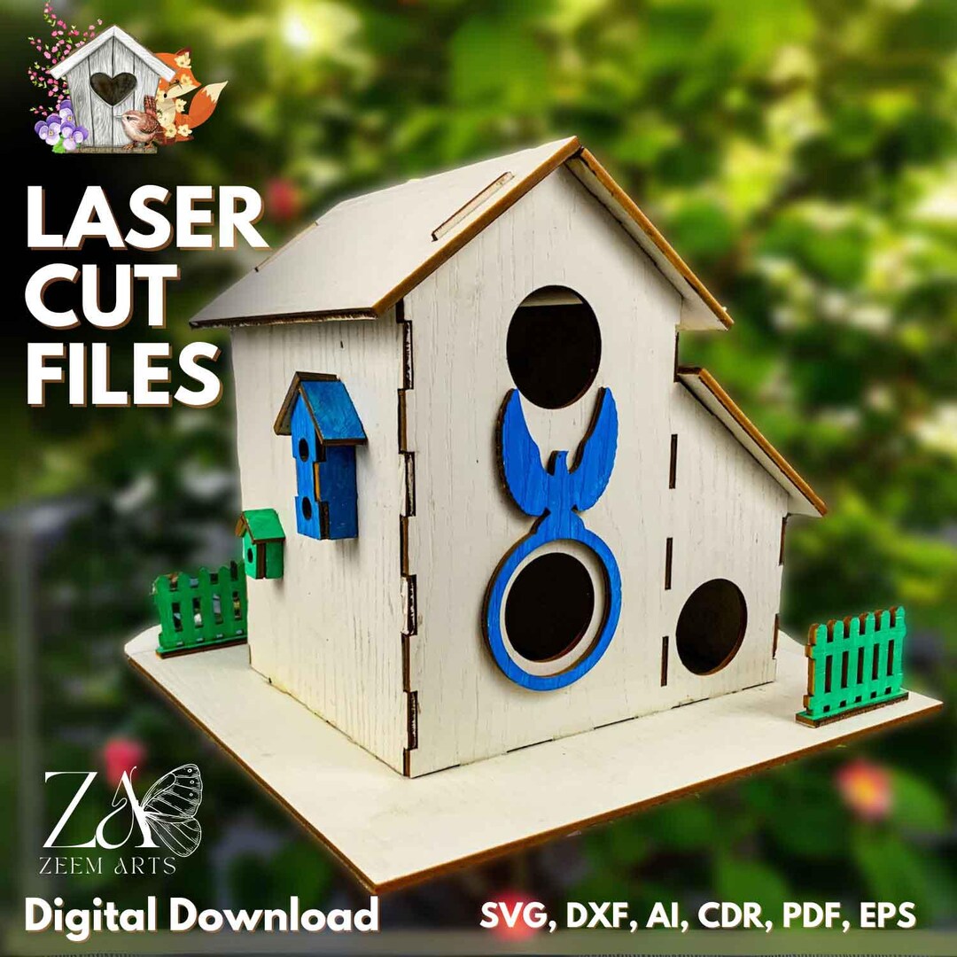 Bird House Laser Cut Files & SVG Files Template for Glowforge, CNC ...