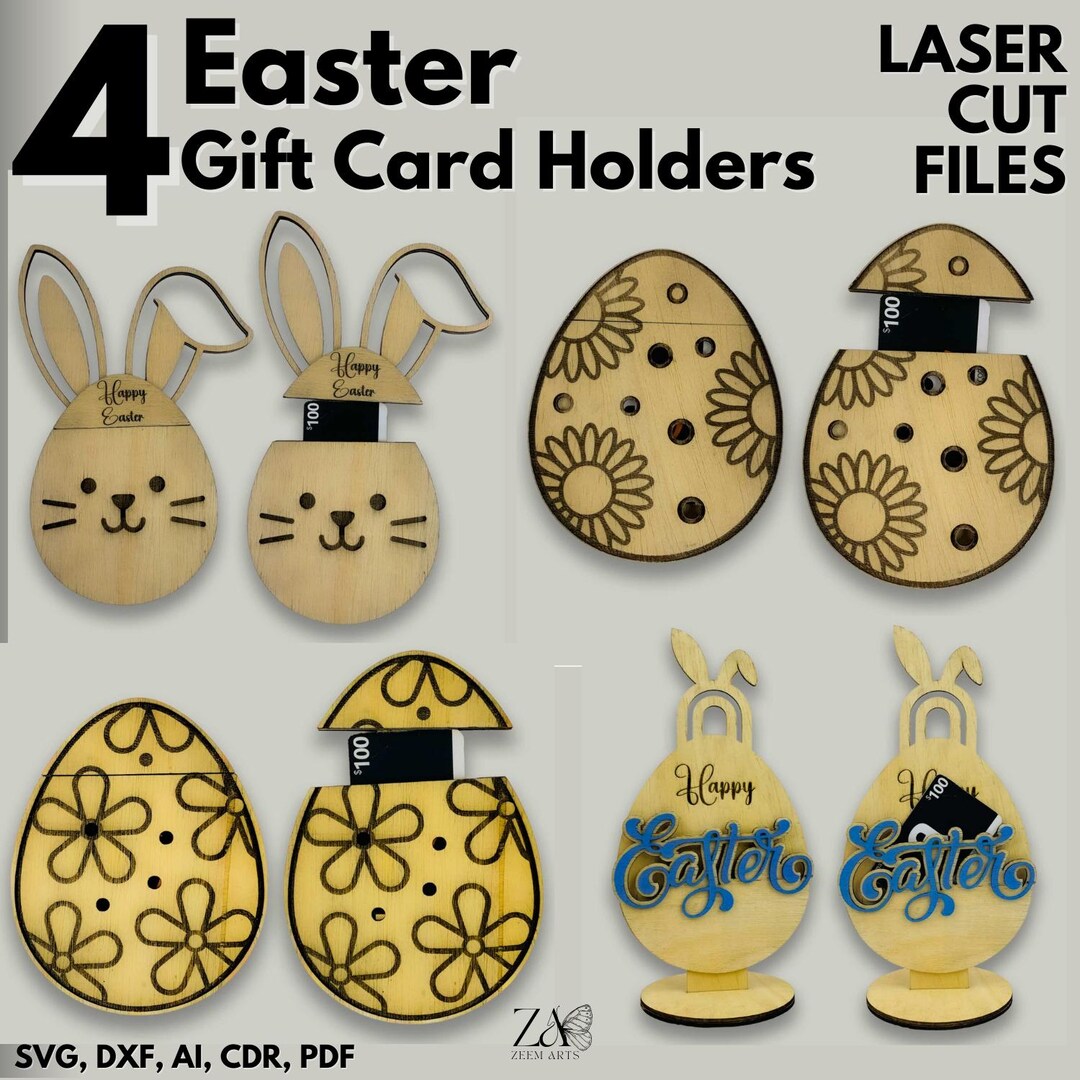 Easter Gift Card Holder Laser Cut Files: Bunny, Egg (digital Download ...