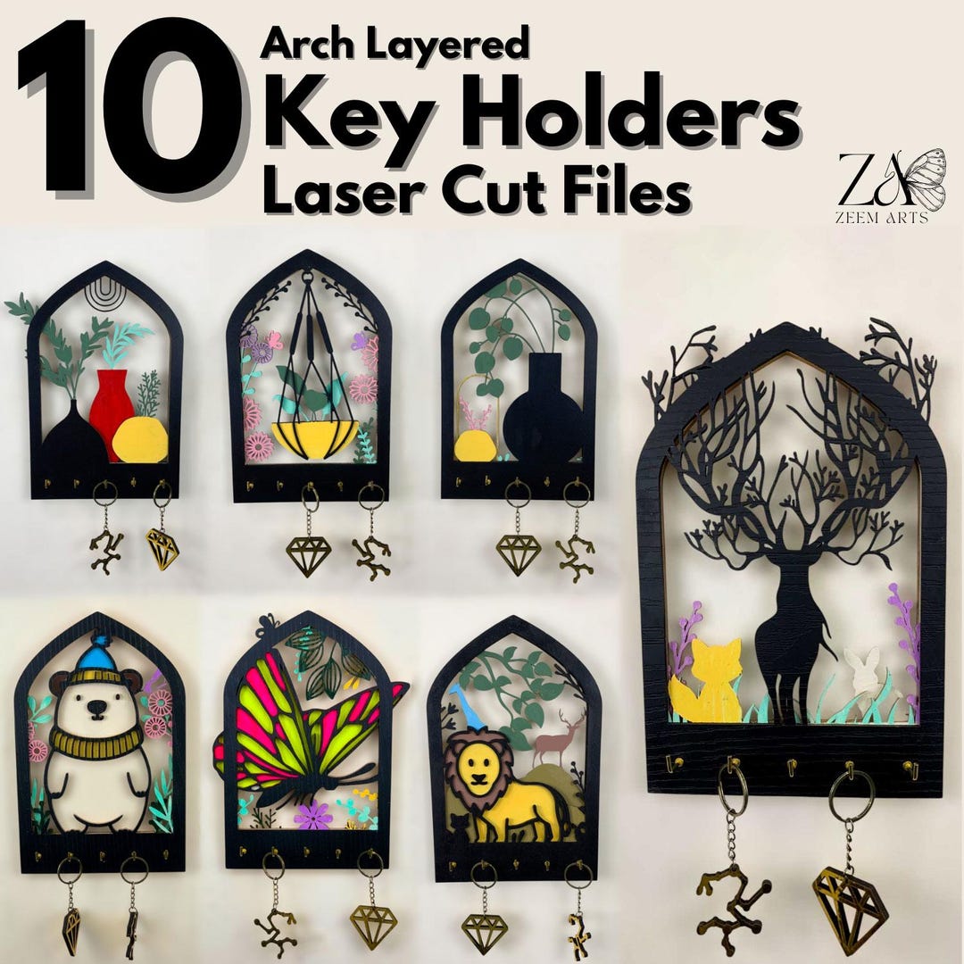 Arch Key Holder Laser Cut Files: 10 Designs, SVG, CNC (digital Download ...