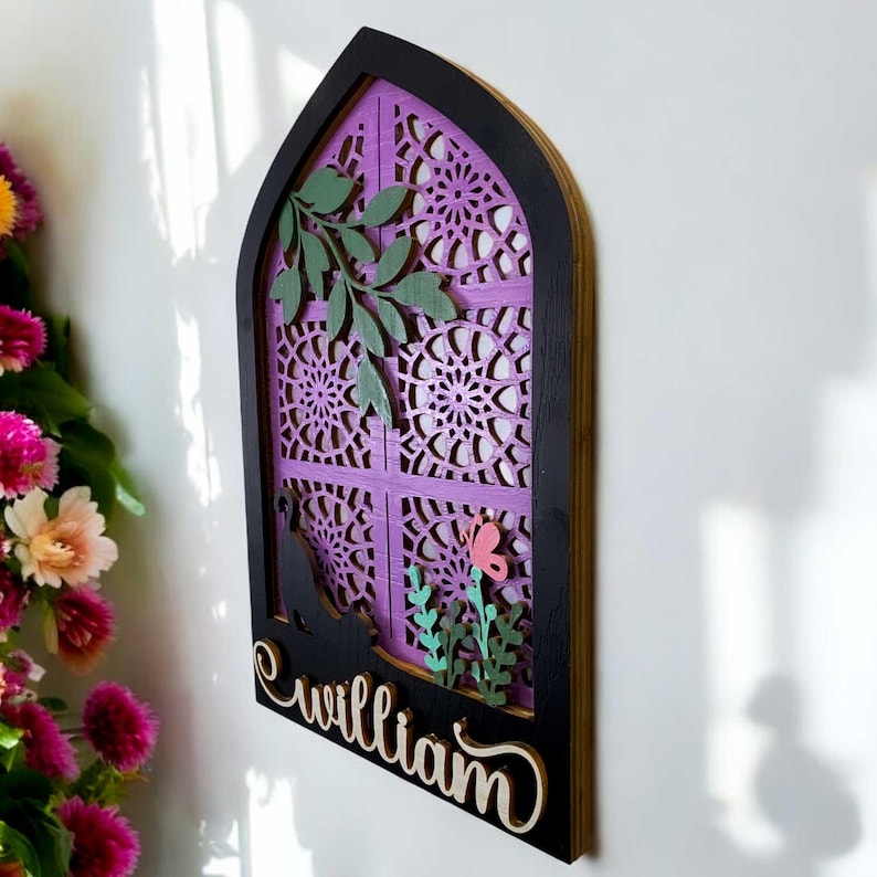 Laser Cut Files Cat in a Window Wall Art Arch Key Holder for Glowforge ...