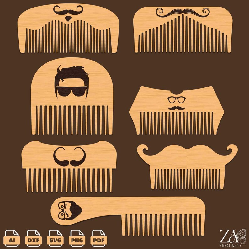 50 Beard Comb SVG Laser Cut Files: Viking Comb Template (digital ...