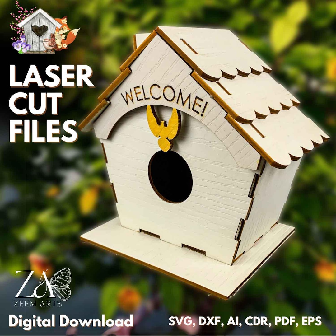 Bird House Laser Cut Files & SVG Files Template for Glowforge, CNC ...