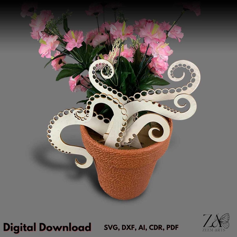 Plant Decor Octopus Tentacles SVG Files & Laser Cut Files for Glowforge ...