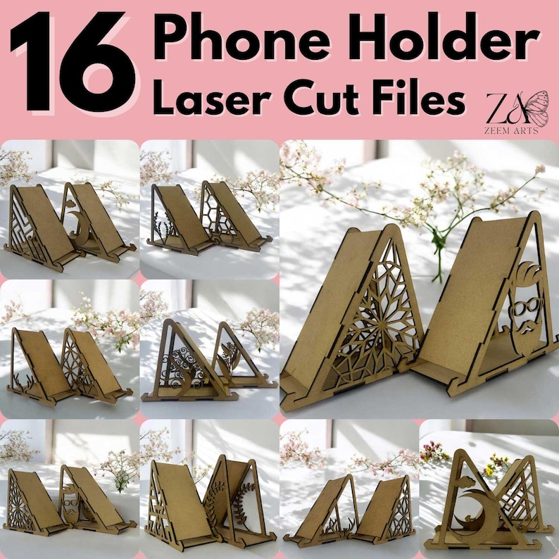 16 Phone Stand Laser Cut Files: CNC, Glowforge (digital Download) - Etsy