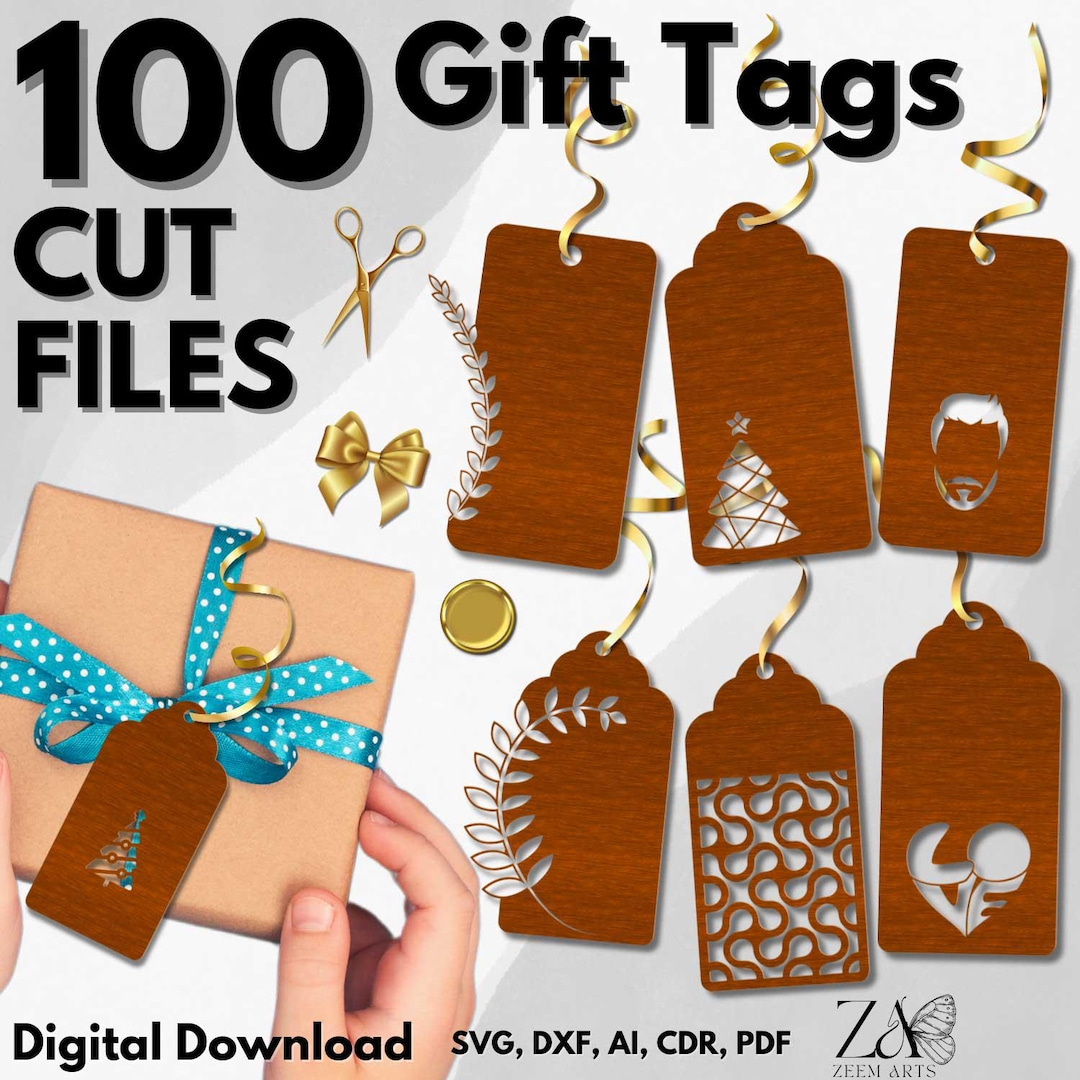 100 Gift Tags SVG Files & Laser Cut Files for Glowforge, CNC, Laser ...