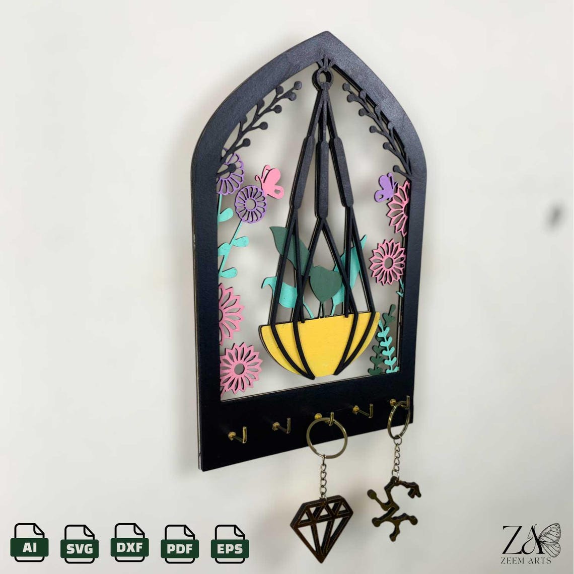 Boho Arch Key Holder Laser Cut Files: SVG, CNC, Glowforge (digital ...