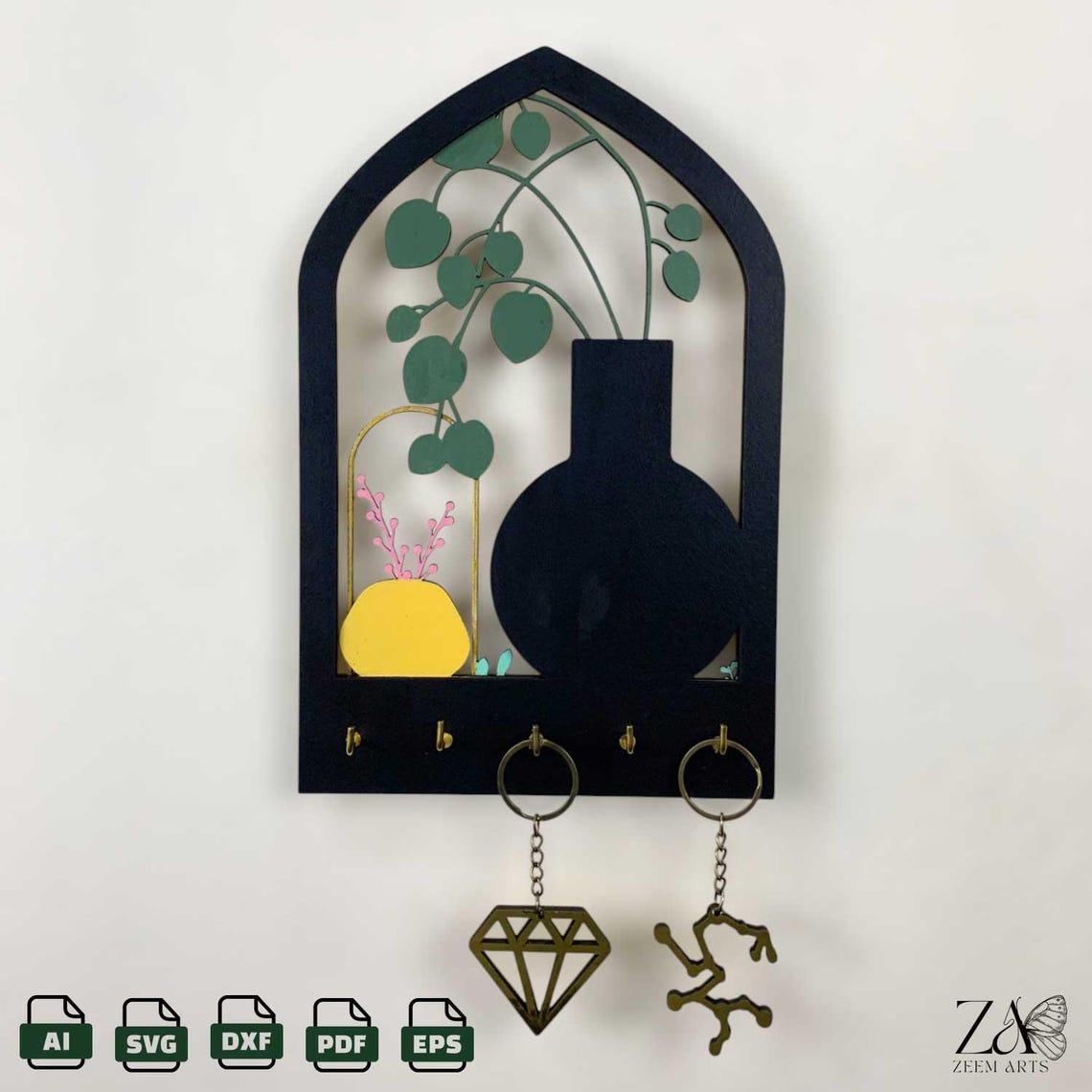 Boho Arch Key Holder Laser Cut Files: SVG, CNC, Glowforge (digital ...