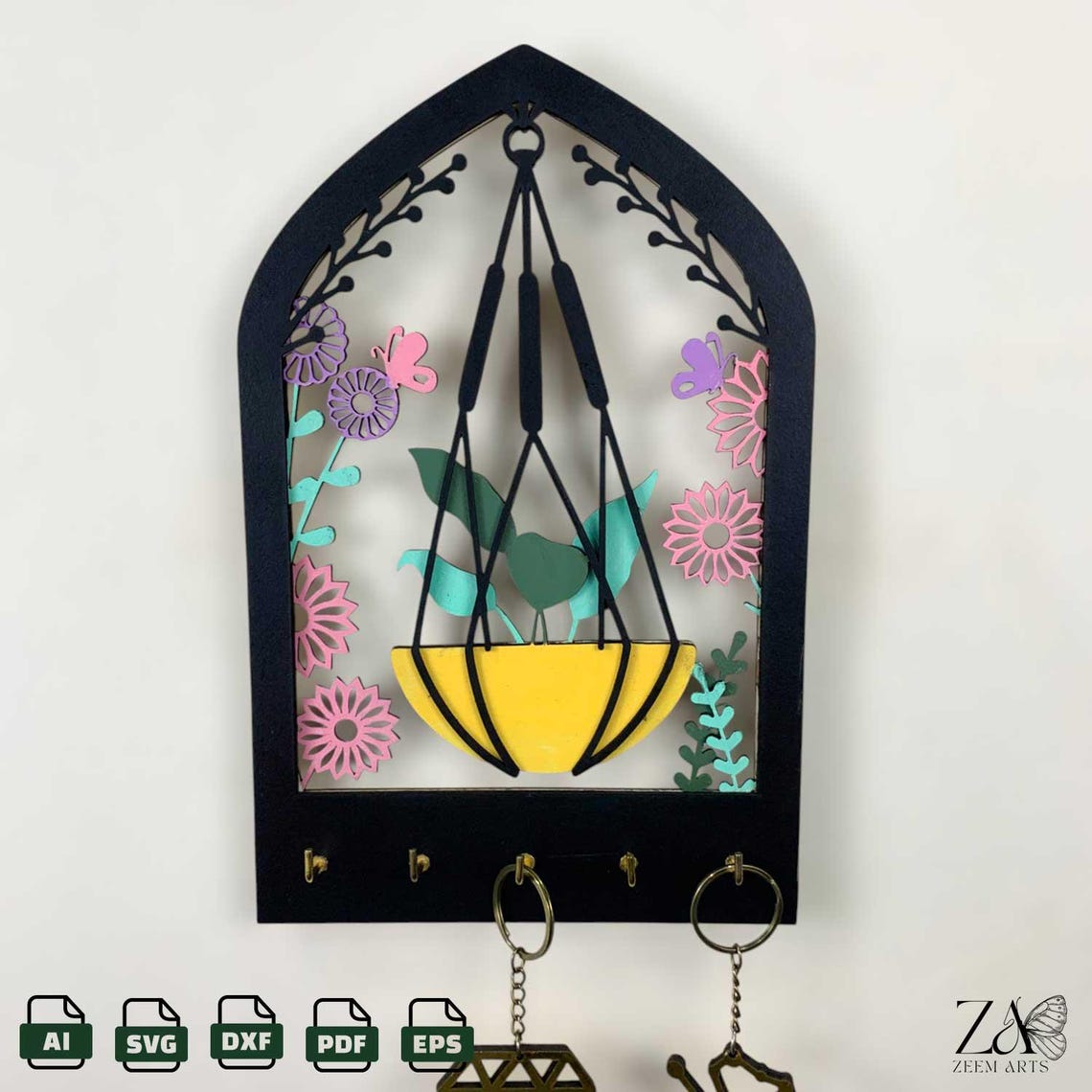 Boho Arch Key Holder Laser Cut Files: SVG, CNC, Glowforge (digital ...