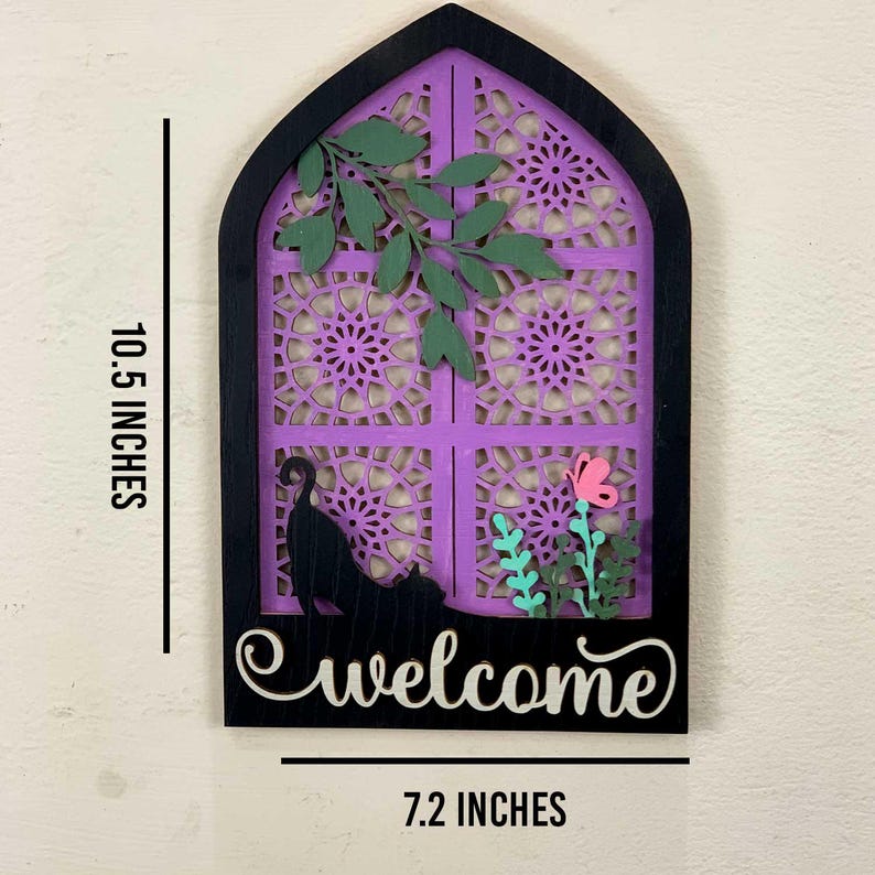 Laser Cut Files Cat in a Window Wall Art Arch Key Holder for Glowforge ...