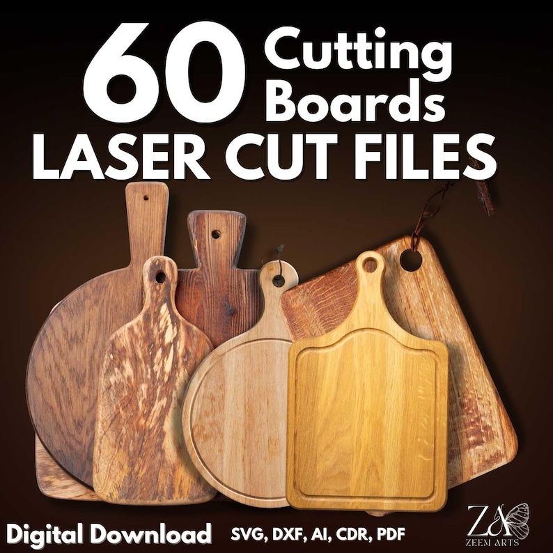 60 Cutting Board SVG Files & Laser Cut Files for Glowforge, CNC, Laser ...