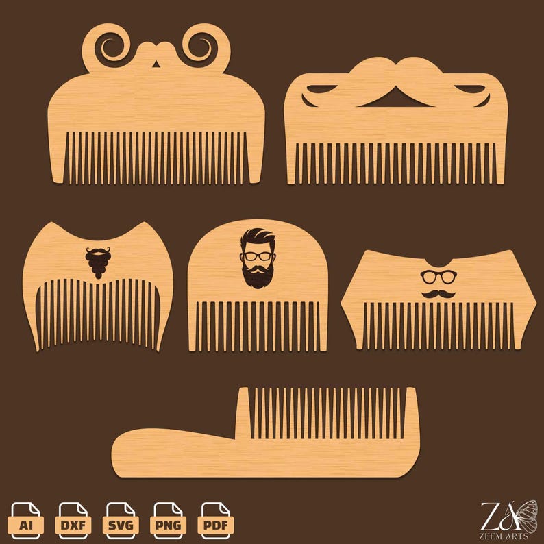 50 Beard Comb SVG Files & Laser Cut Files Template for Glowforge, CNC ...