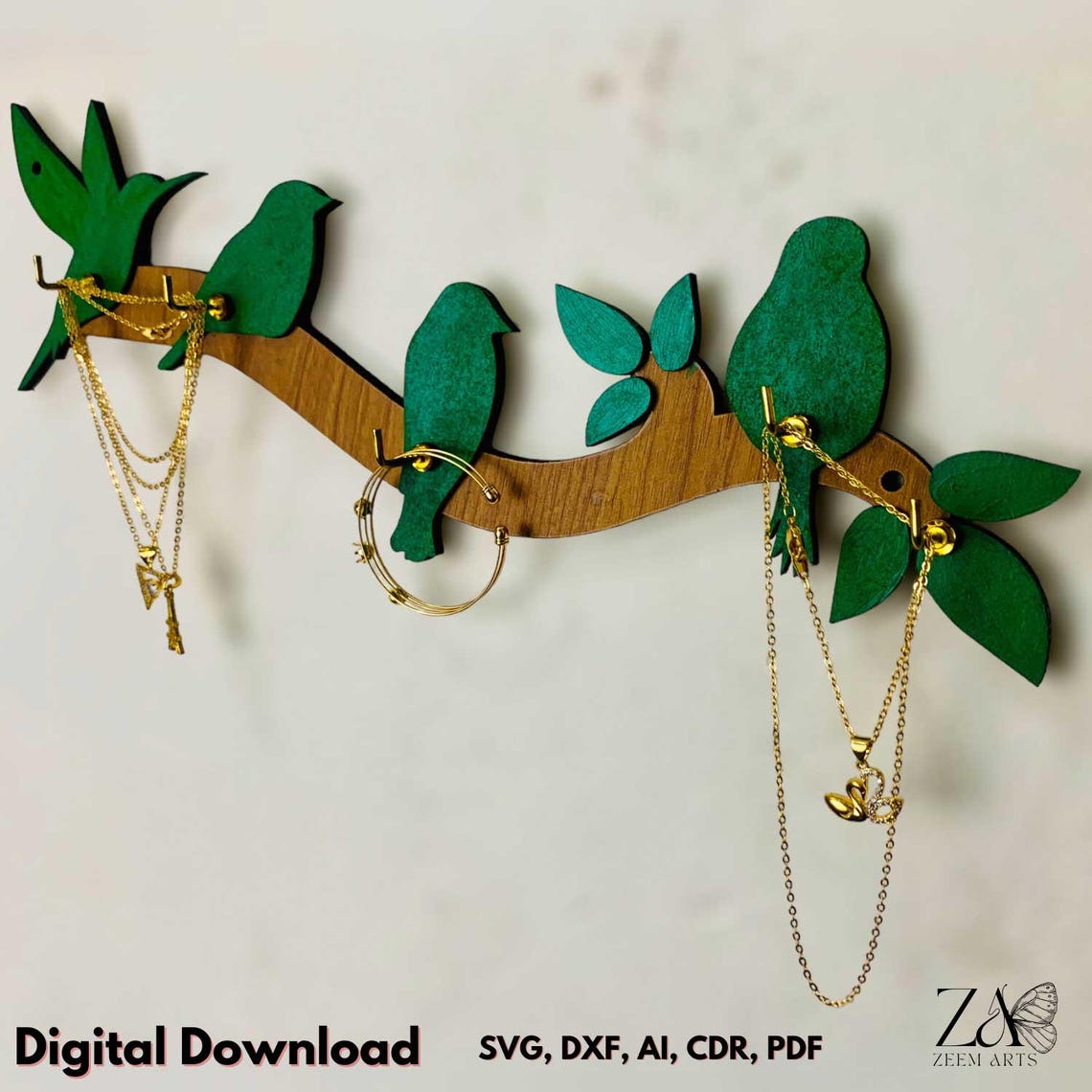 Birds Key Holder Laser Cut Files: Wall Mounted Organizer (digital ...
