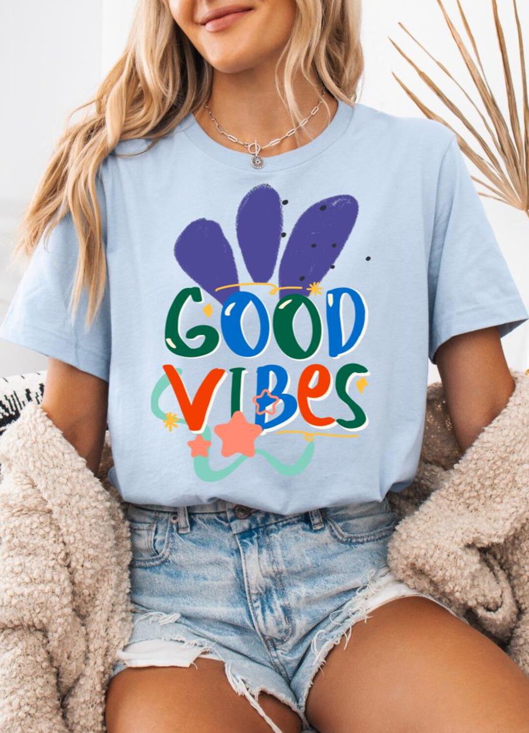 Positive Vibes Shirt, Inspirational Good Vibes Graphic Tee, Handmade ...