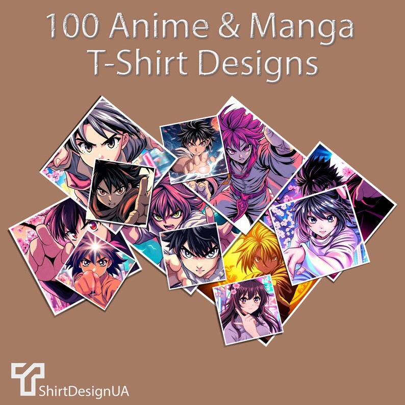 100 Anime & Manga Designs | Digital PNG Files | 2K Resolution 2024x2024 ...