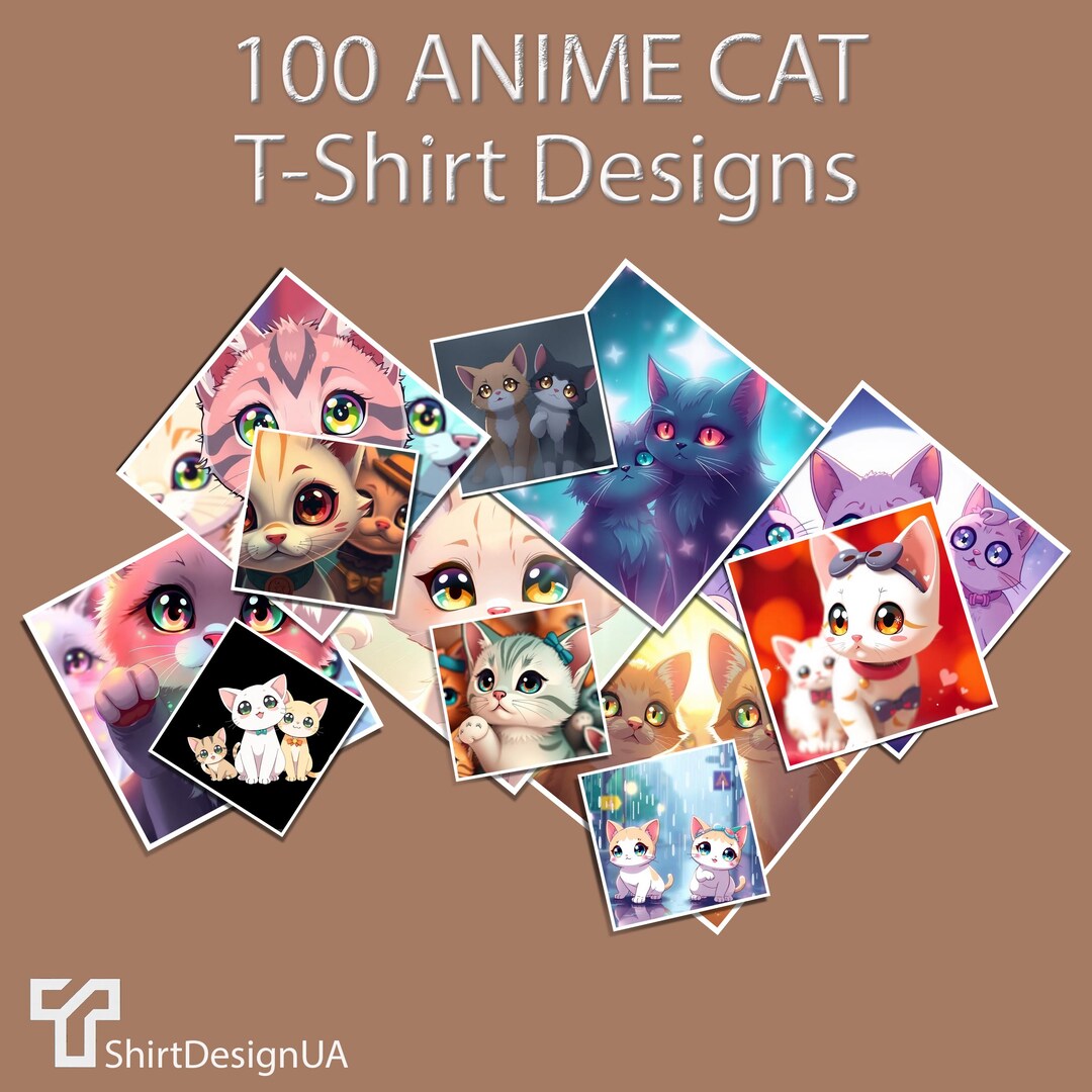 100 Anime Cat Designs | Digital PNG Files | 2K Resolution 2024x2024 - Etsy