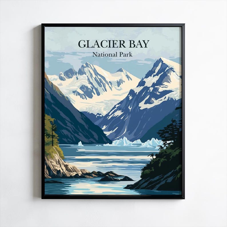 Glacier Bay National Park Poster, Print, Wall Art, Alaska Print, Scenic ...