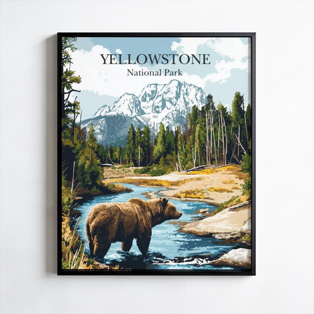 Yellowstone National Park Poster, Wall Art, Print, Wall Decor, Travel ...