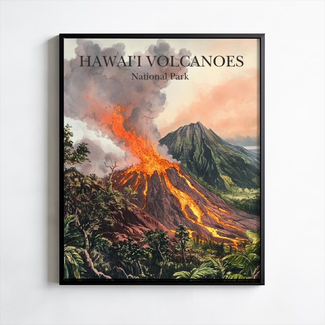 Hawaii Volcanoes National Park Poster Print Wall Art, Hawaii Print ...