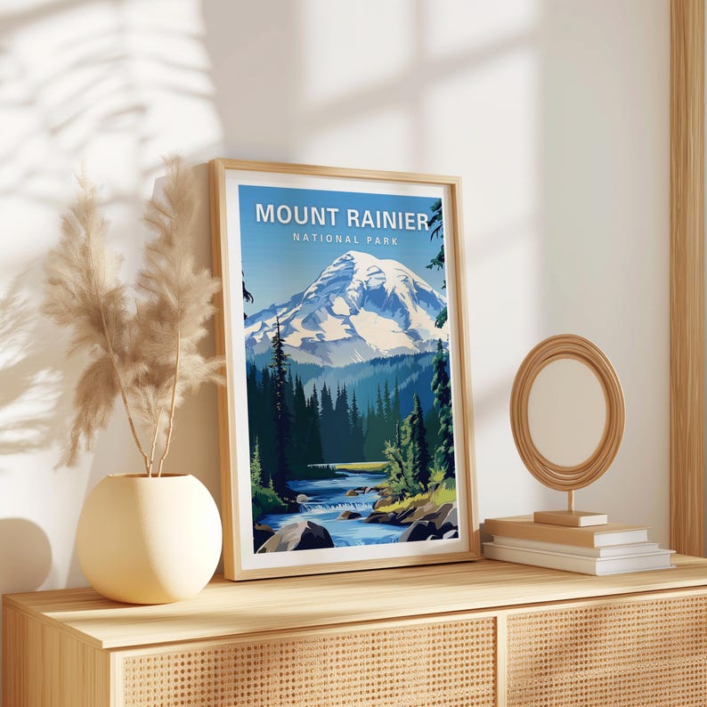 Mount Rainier National Park Poster, Mount Rainier Print, Mount Rainier ...