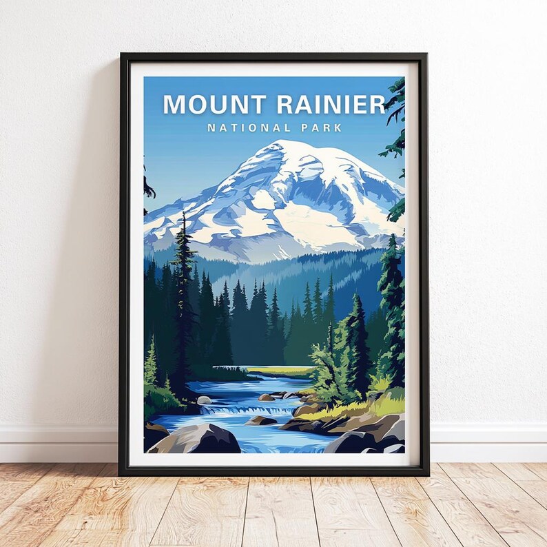 Mount Rainier National Park Poster, Mount Rainier Print, Mount Rainier ...