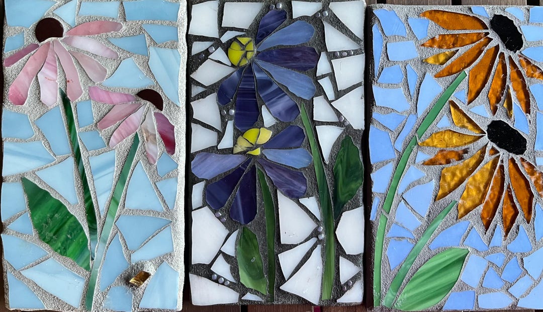 DIY Glass Mosaic Coneflower Kit or Tulip Kit, Craft Kit for Adults - Etsy