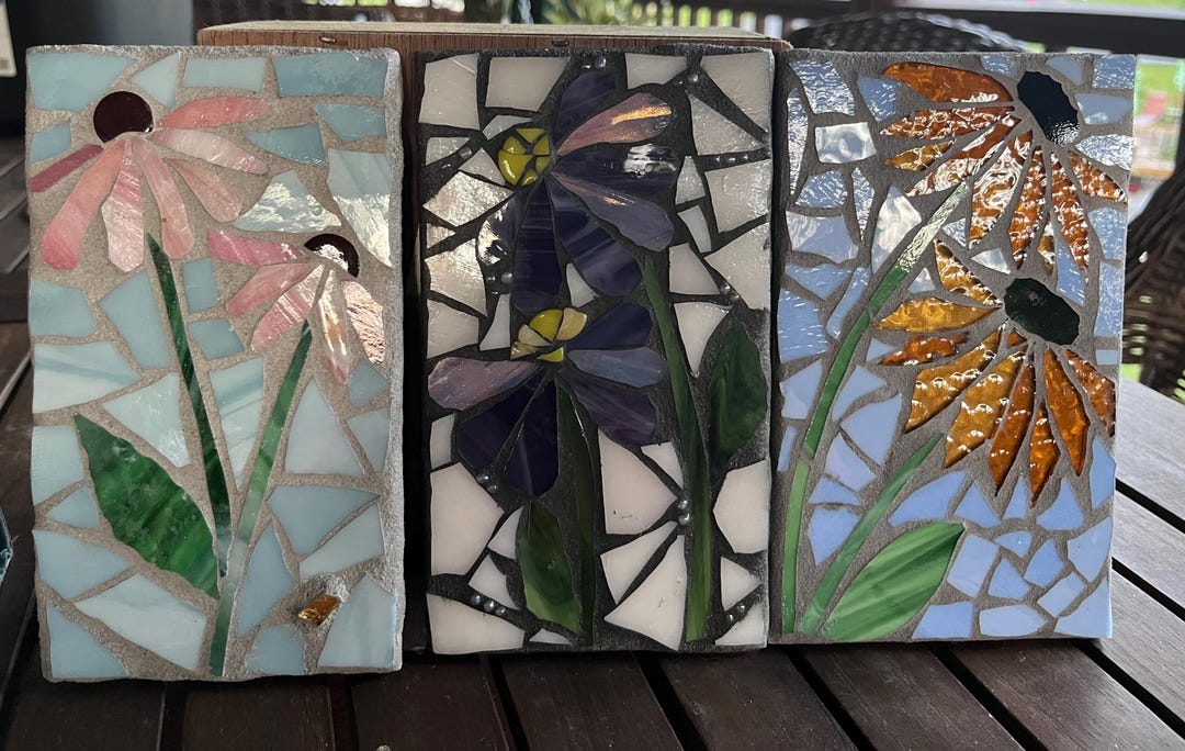 DIY Mosaic-3 Coneflowers Set Kit, Mosaic Kit, Craft Kit, Mosaic Stained ...