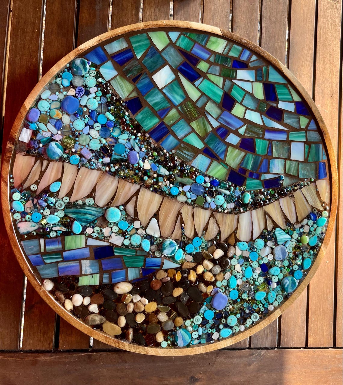 Iridescent Mosaic Lazy Susan, “river’s Edge” Glass Turntable - Etsy