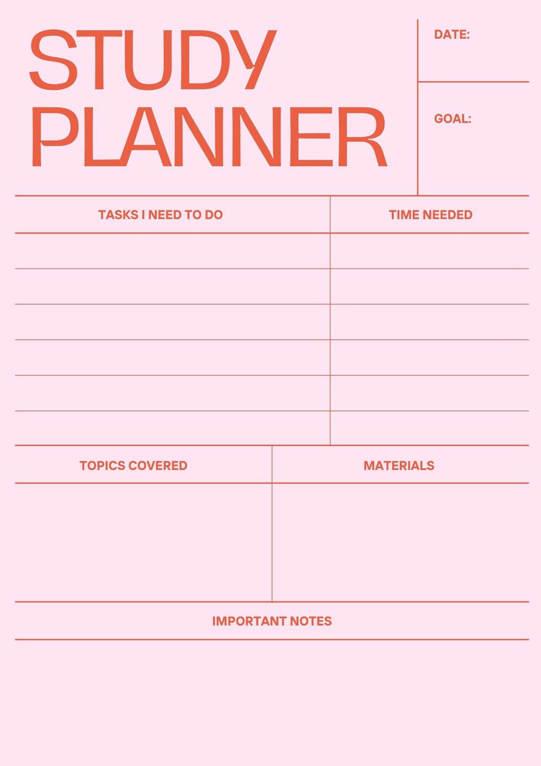 Printable Study Plan Digital Download Study Planner - Etsy