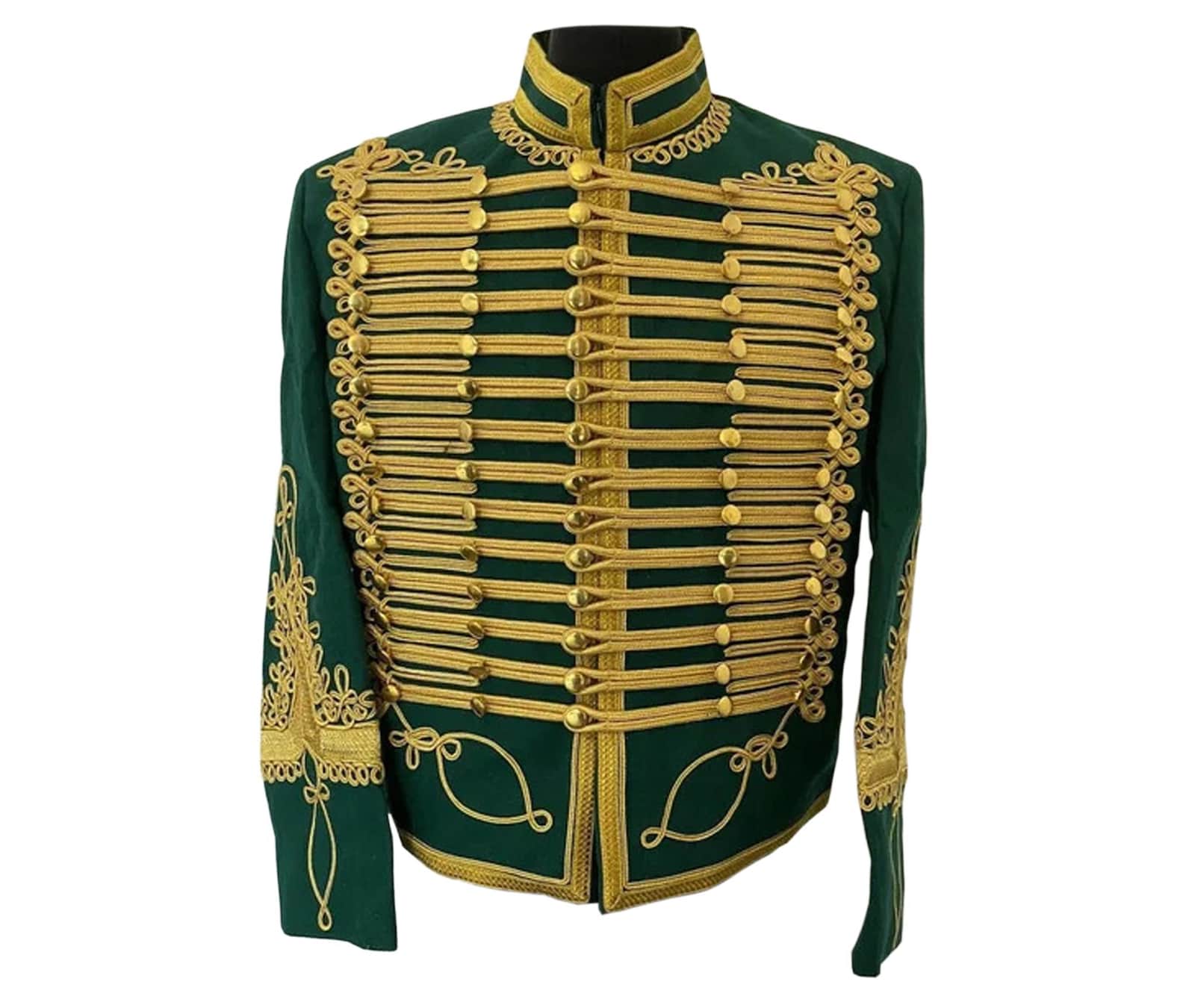 Men's Napoleonic Hussar Jacket: Military Style Wool Coat With Gold ...