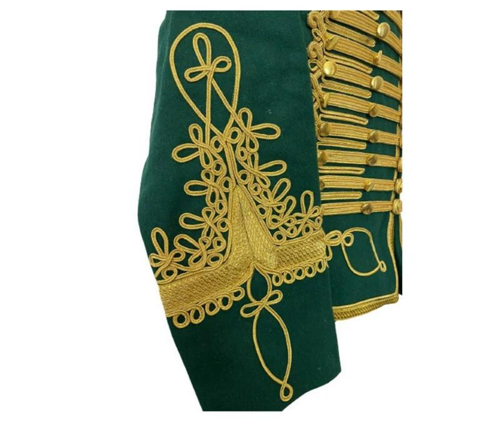 Men's Green Napoleonic Military Hussar Jacket: Handmade Fashion Hussar ...