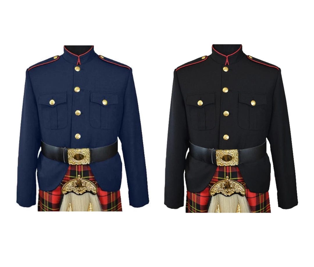 Scottish Class A Honor Guard Kilt Jacket With Red Trim and Gold Thistle ...