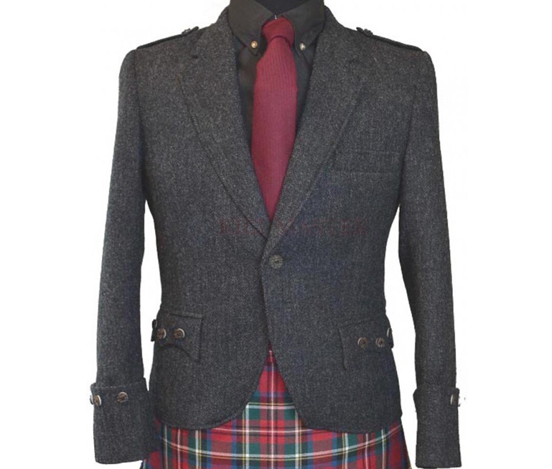 Scottish Gray Argyle Kilt Jacket - Custom Made Wedding Kilt Jackets for ...