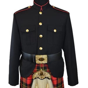 Scottish Class A Honor Guard Kilt Jacket With Red Trim and Gold Thistle ...