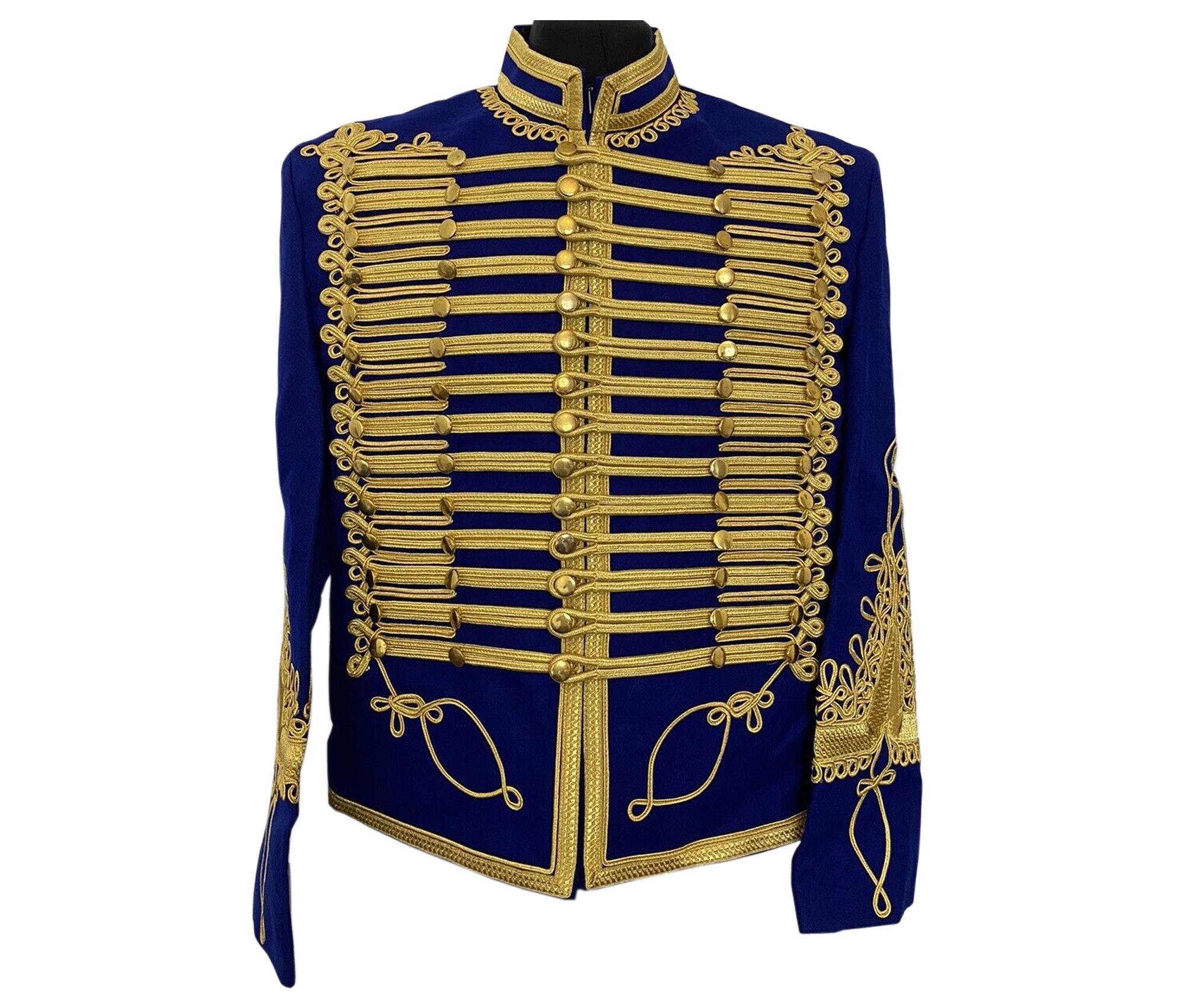 Men's Napoleonic Hussar Jacket: Military Style Wool Coat With Gold ...