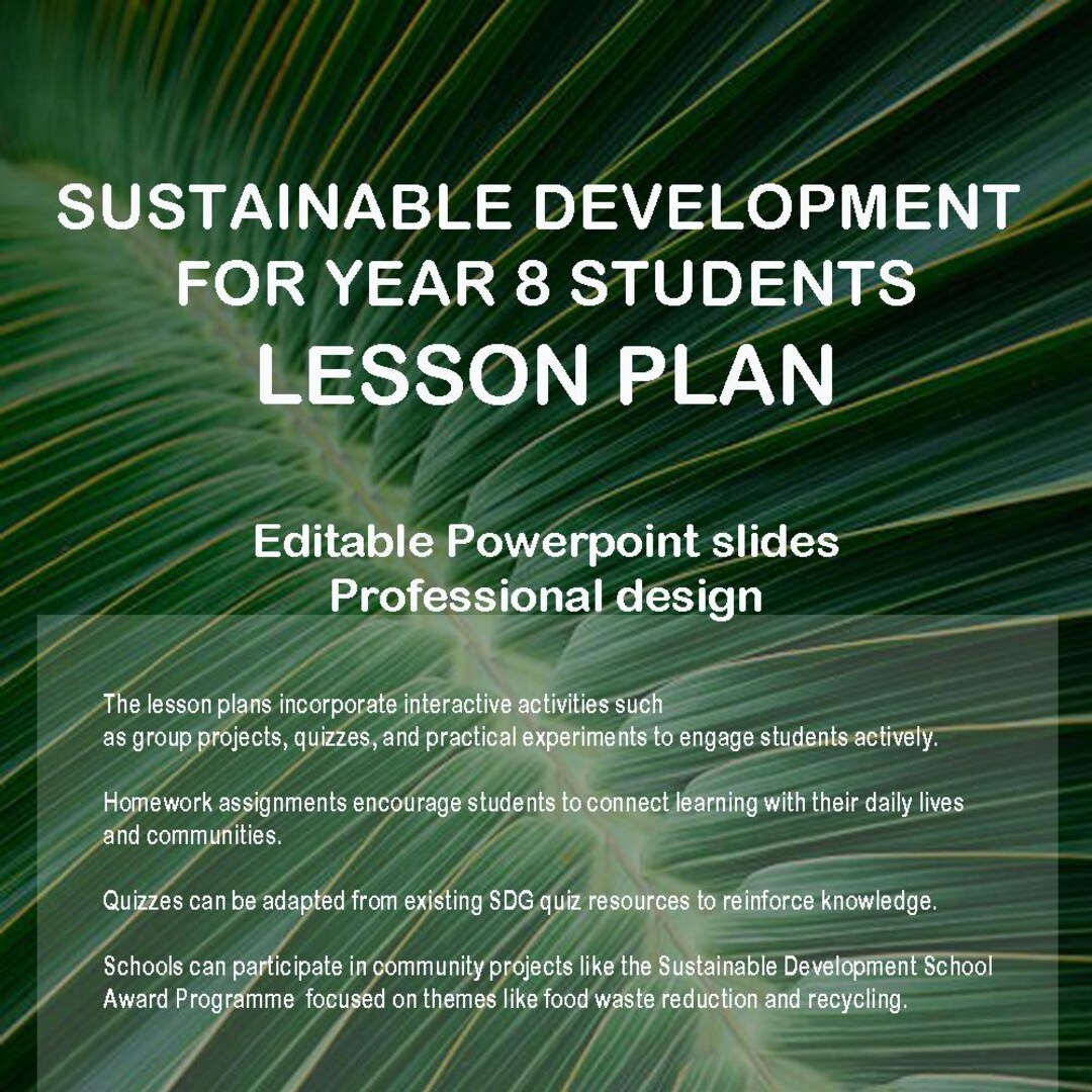Yea 8 Sustainable Development Lesson Plan - Etsy