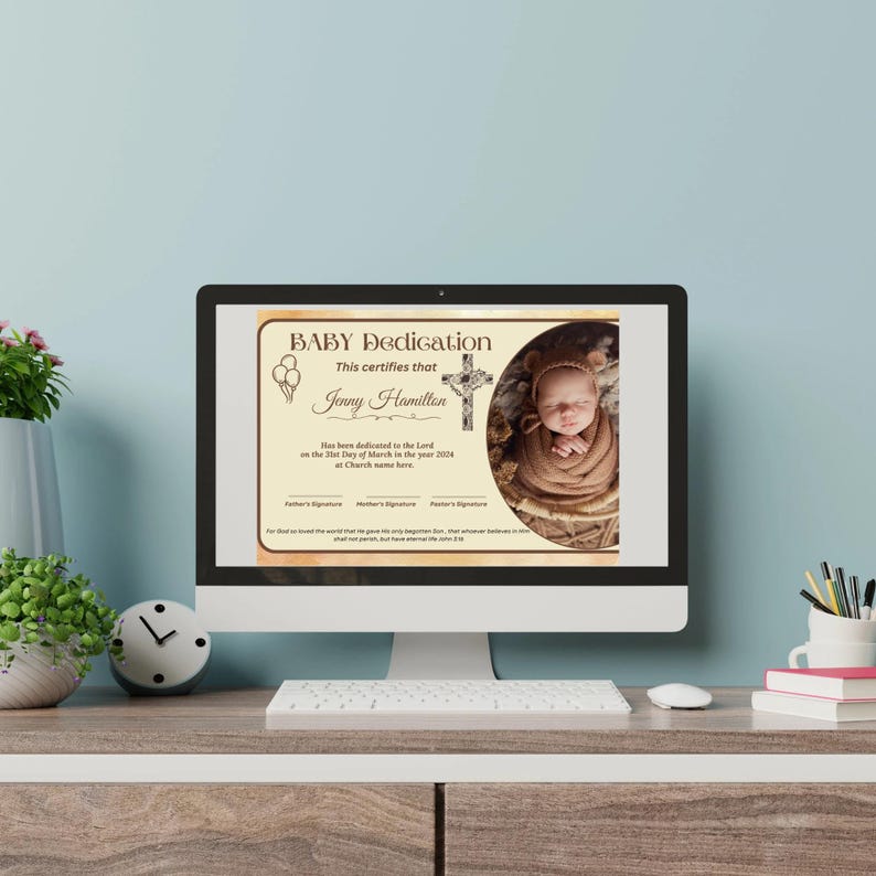 Baby Dedication Certificate Template, Editable Child Dedication ...