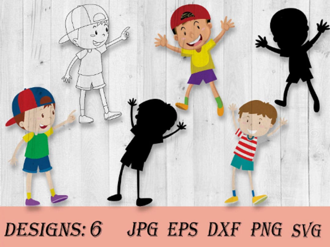 Stick Kids SVG Bundle, Cute Stick Figure SVG, Cartoon Kids Clipart ...