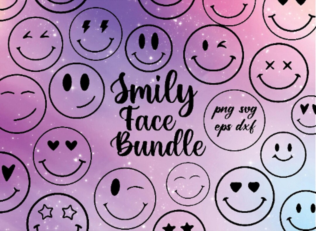 Smiley Face Svg Bundle, Smiley Face Png, Drippy Smiley Svg, Happy Face ...