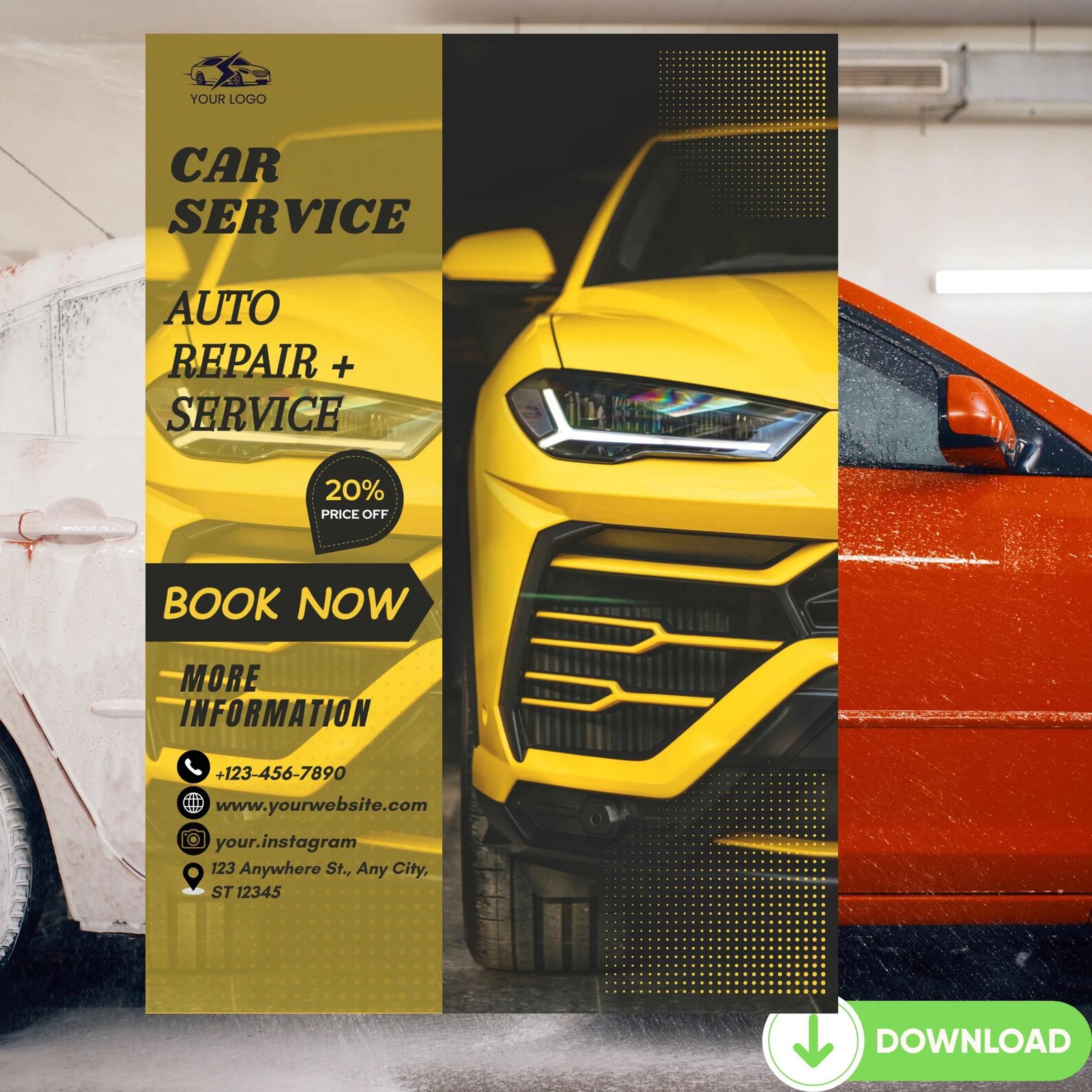 Professional Car Detailing Flyer Template: Editable Canva Design for ...