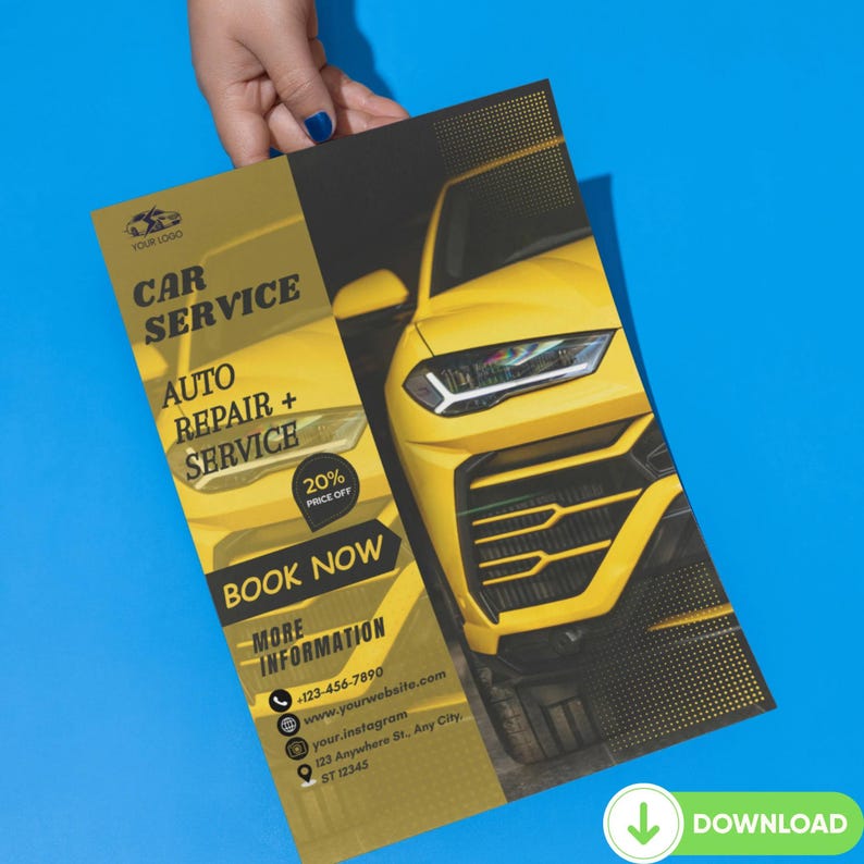 Professional Car Detailing Flyer Template: Editable Canva Design for ...