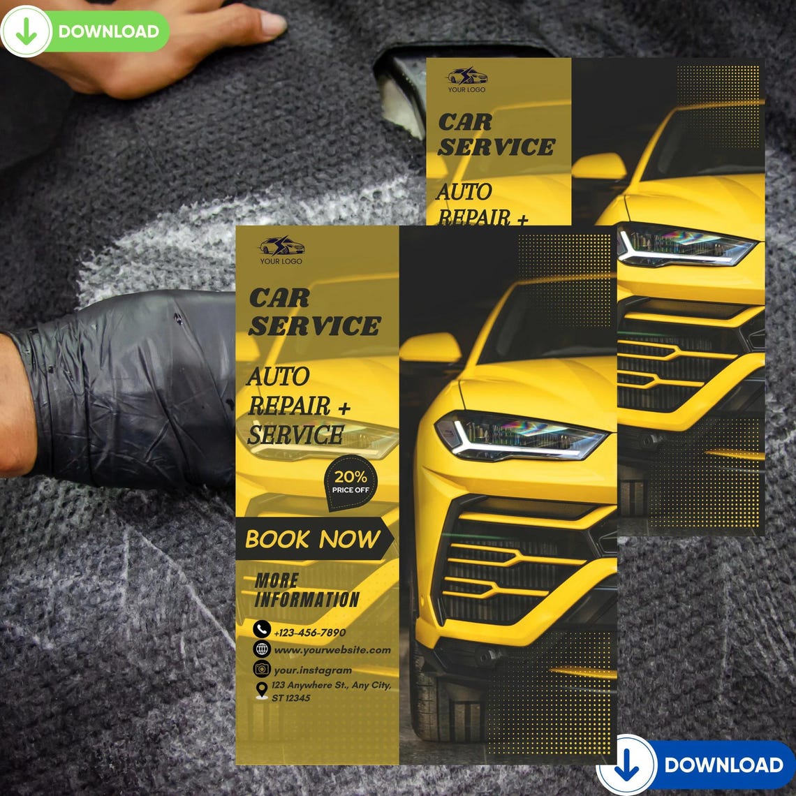 Professional Car Detailing Flyer Template: Editable Canva Design for ...