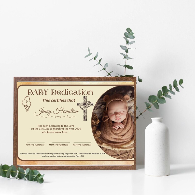 Baby Dedication Certificate Template, Editable Child Dedication ...