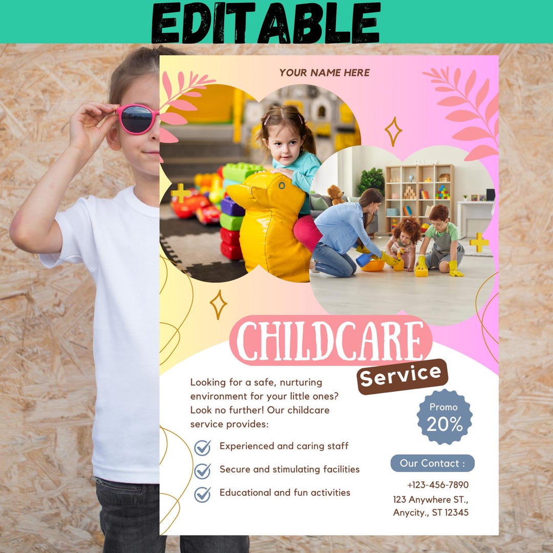 Editable Child Care Service Flyer, Printable Daycare Admission Flyer ...