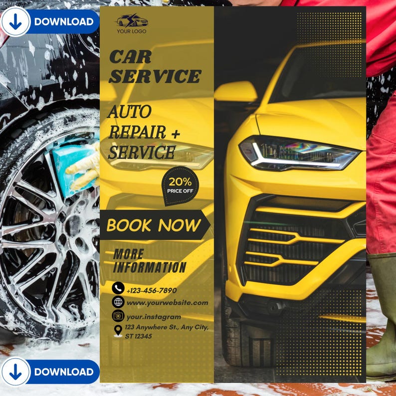 Professional Car Detailing Flyer Template: Editable Canva Design for ...
