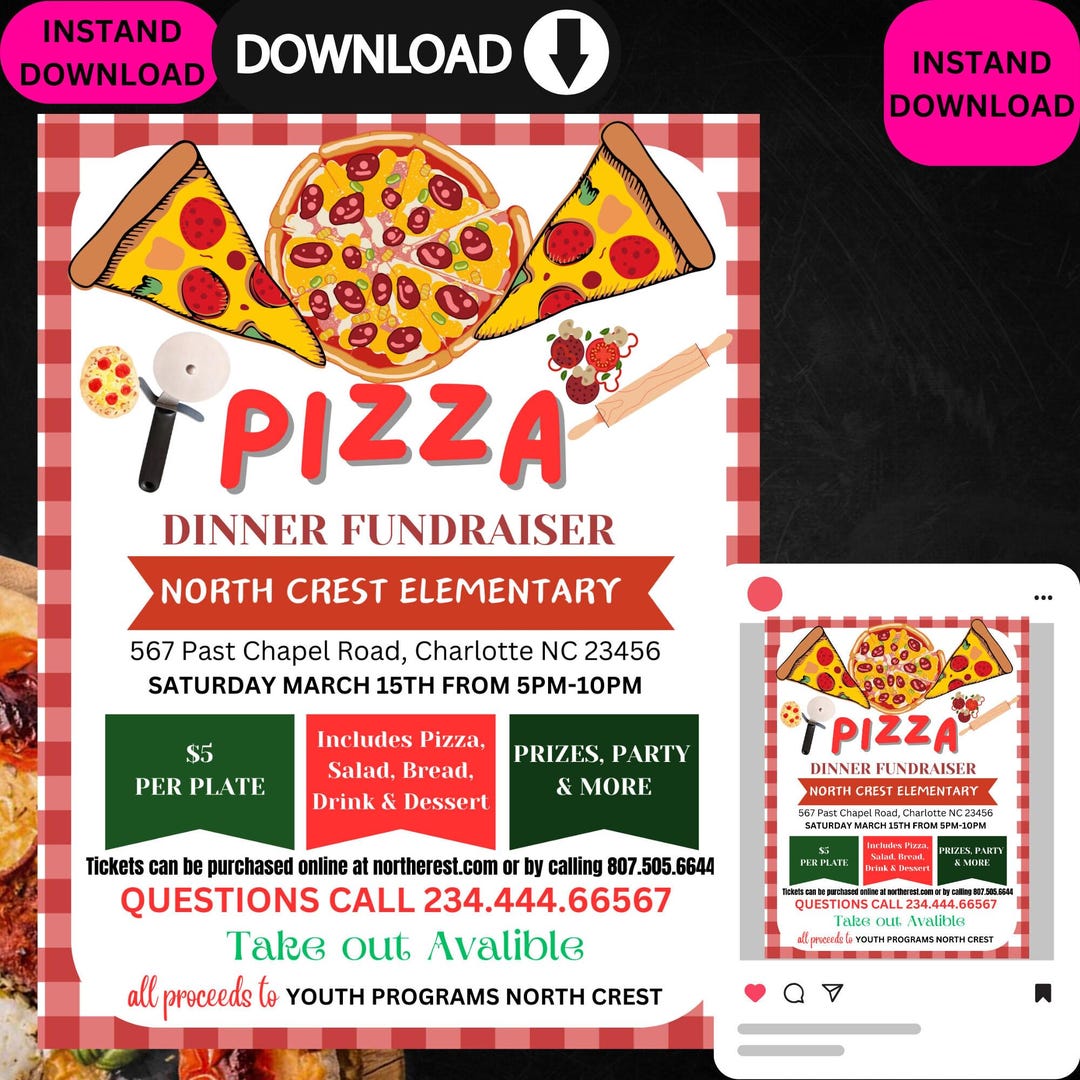 Order Pizza Template, Customizable Menu, Printable Food Menu, Digital ...