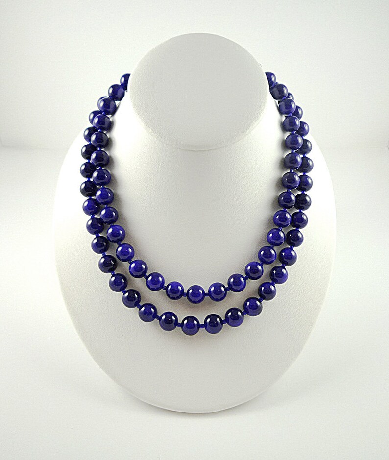 Long Blue Necklace Long Bright Cobalt Blue Necklace Long Blue - Etsy