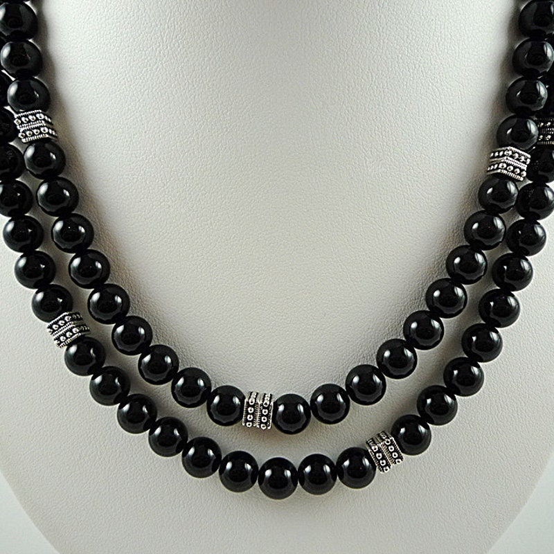 Black Bead Necklace - Etsy